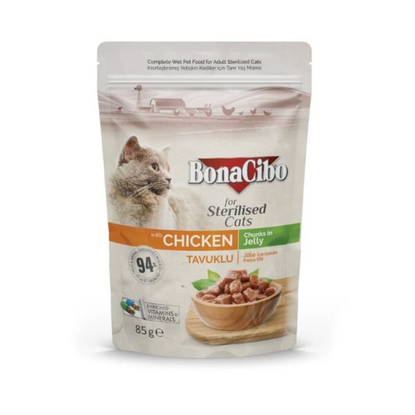 Bonacibo Adult Cat Food for Sterilized Cats - Chicken Chunks in Jelly ...